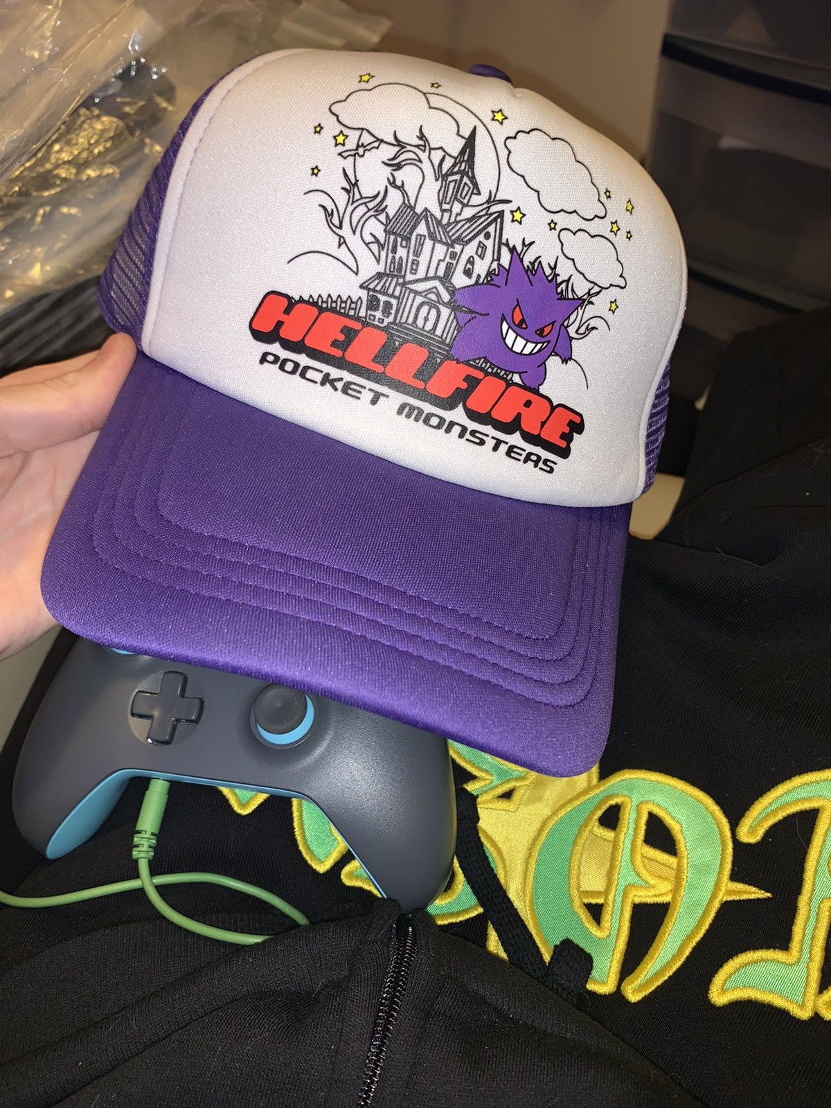 Streetwear Hellfire Gengar trucker hat Purple | Grailed
