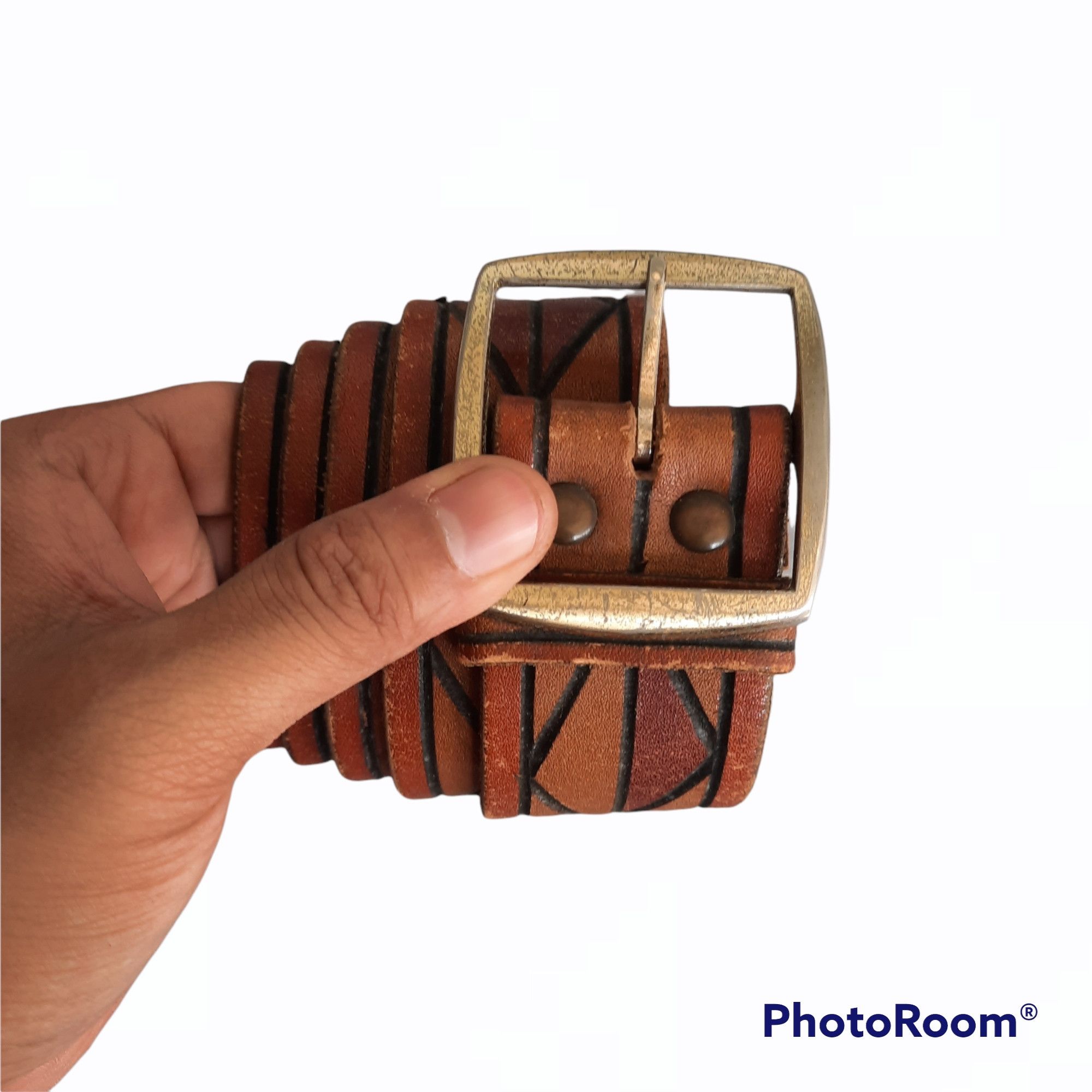 Leather Vintage handcrafted navajo/native american leather belt | Grailed