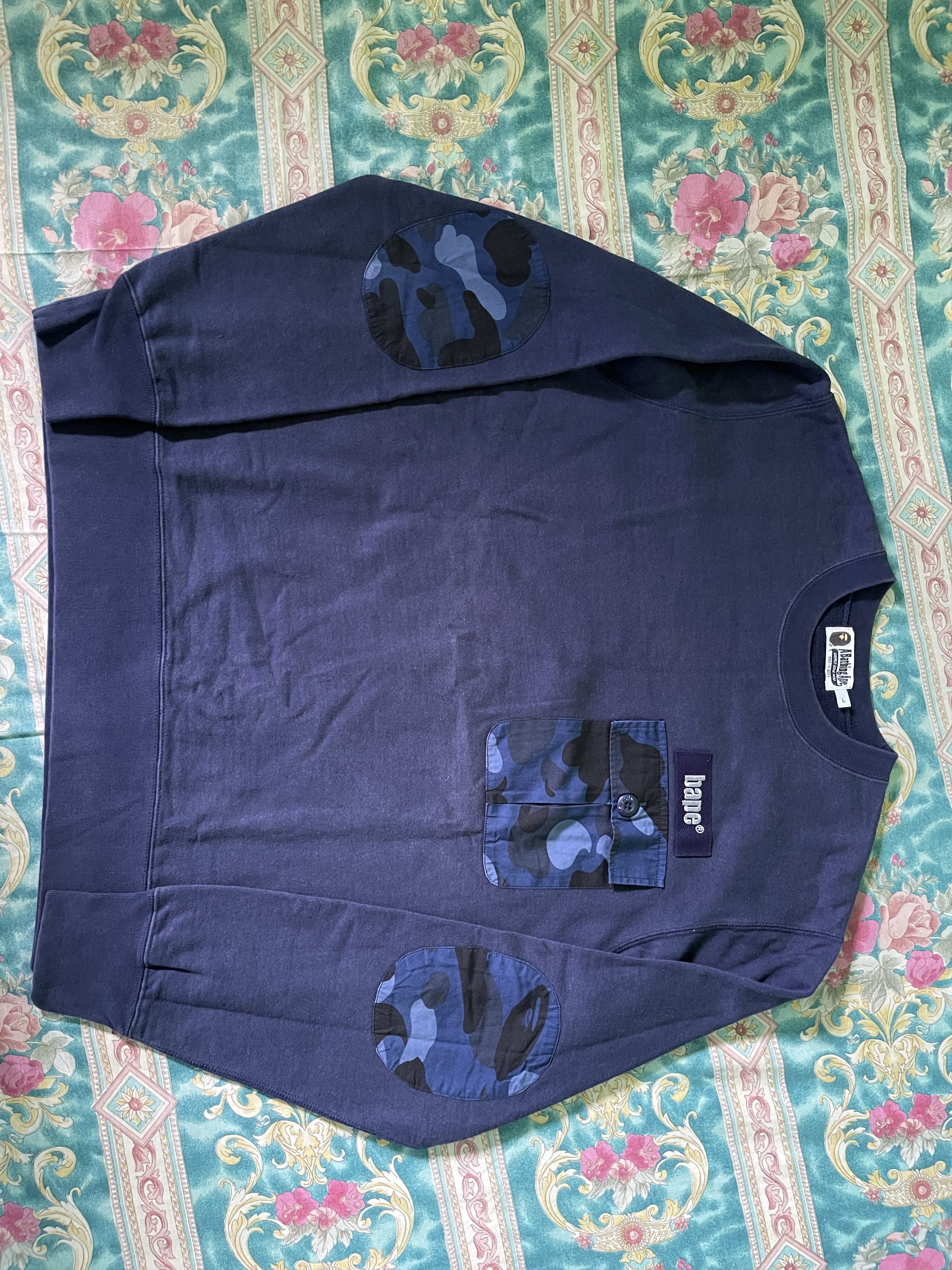 Bape Crewneck Bape Navy Pocket Blue Camo | Grailed