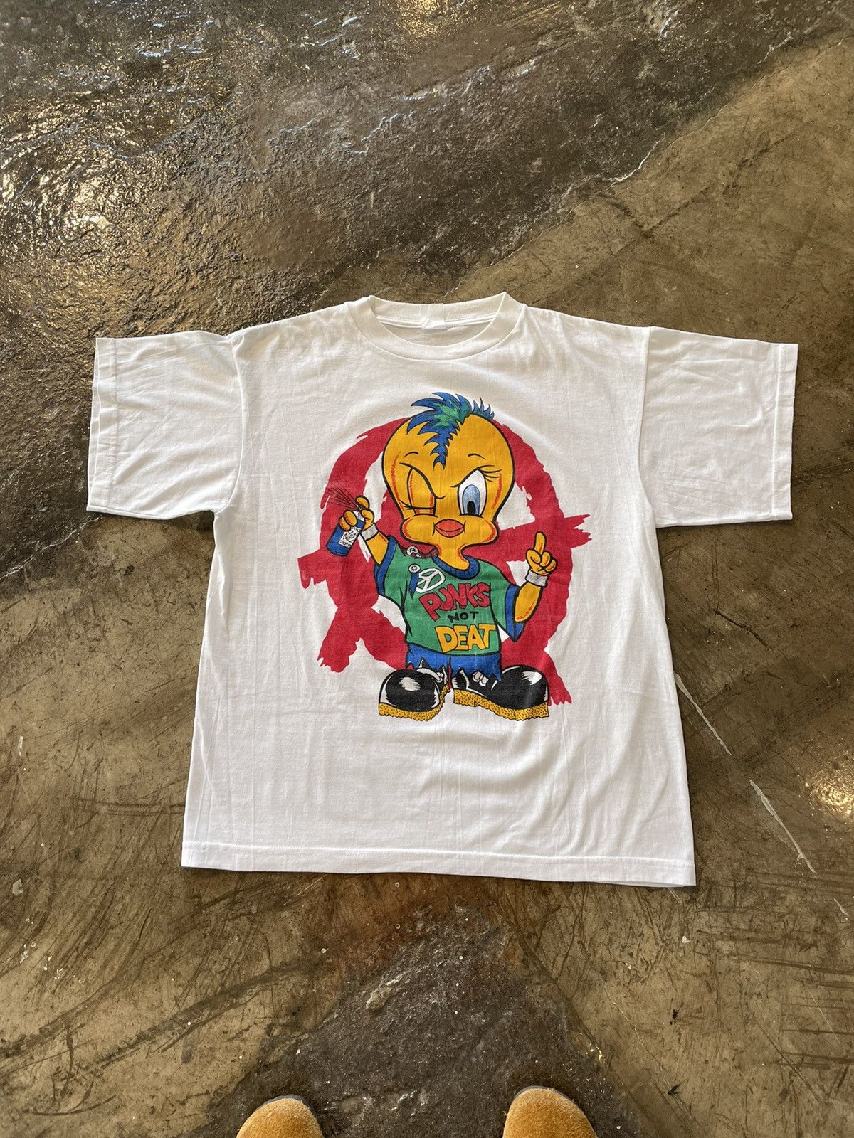 Vintage Vintage 90s Anarchy Punk Tweety spray paint tshirt looney | Grailed