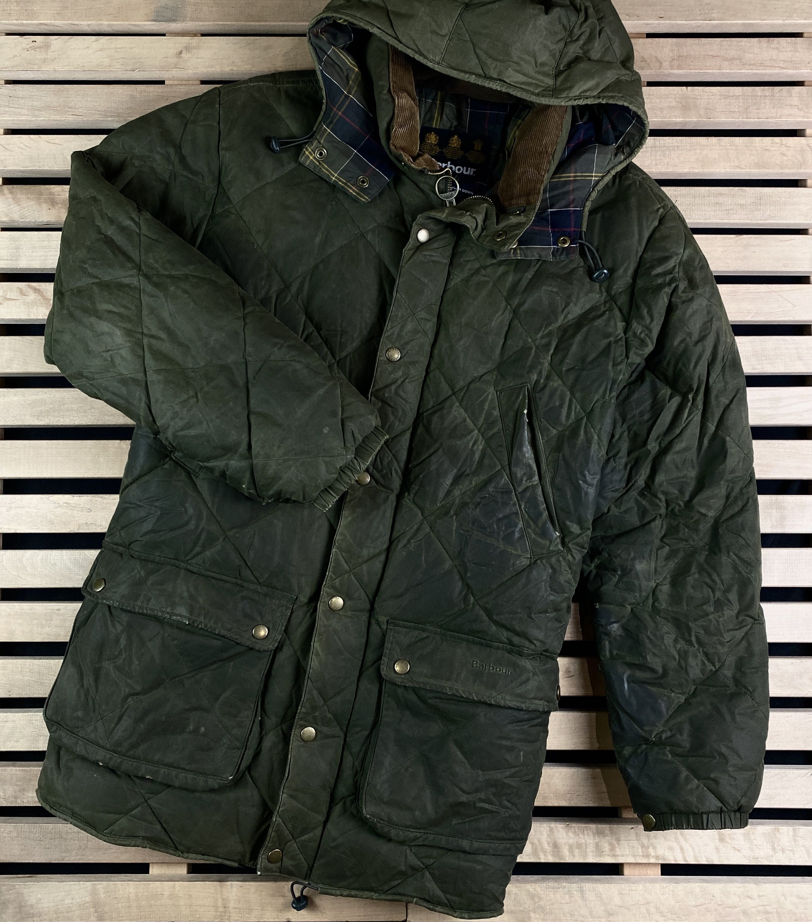 Barbour × Vintage Men’s Waxed Puffer Jacket Barbour Vintage Size L ...