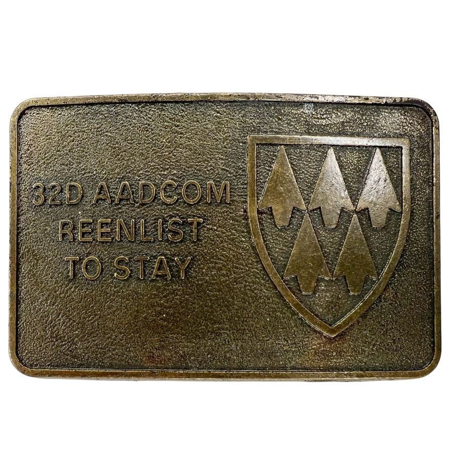 Vintage US Army 32nd Air Defense Missile Command AADCOM Belt Buckle ...