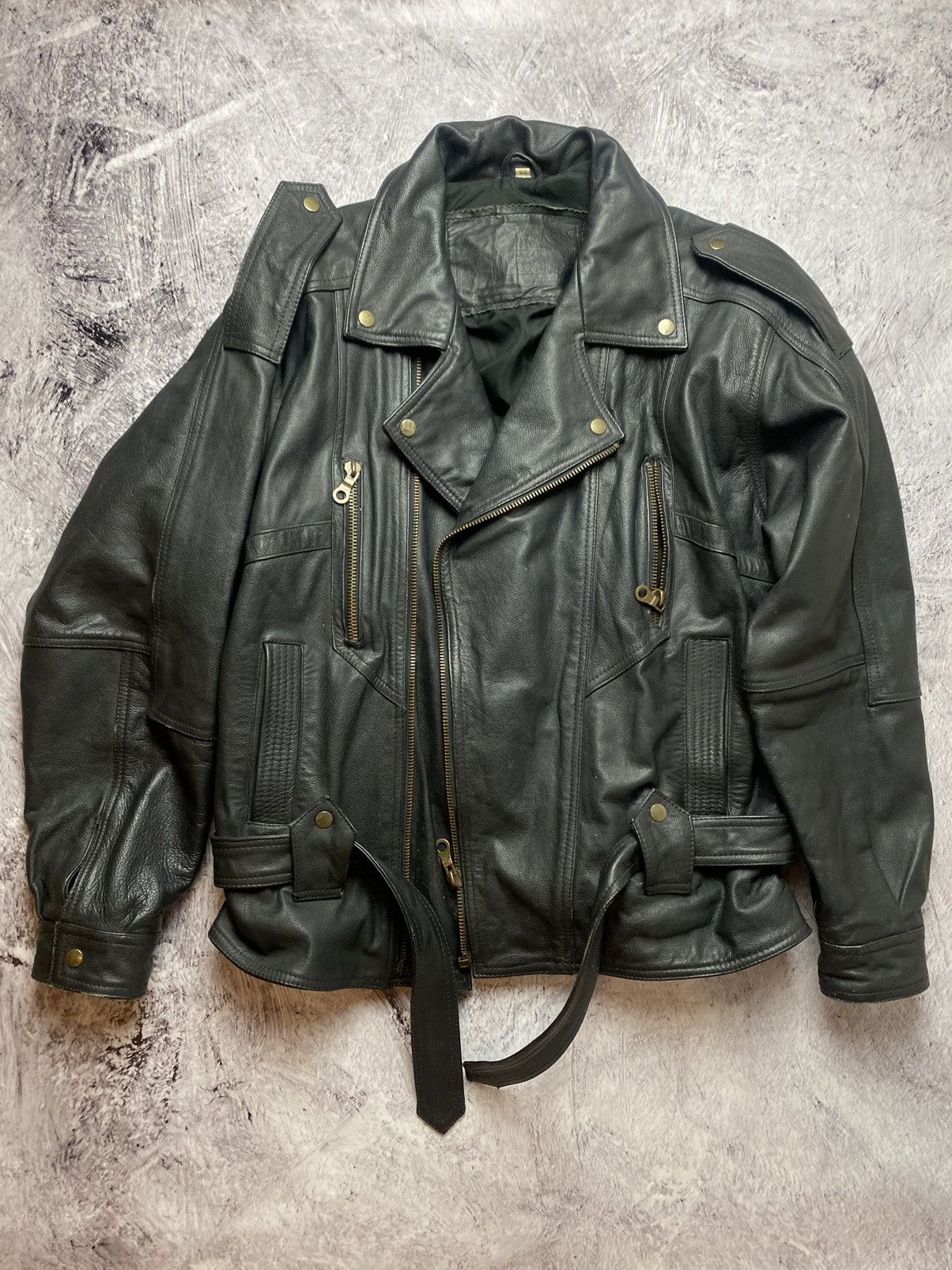 Leather Jacket × Vintage Vintage 90s Ramones biker punk boxy leather ...