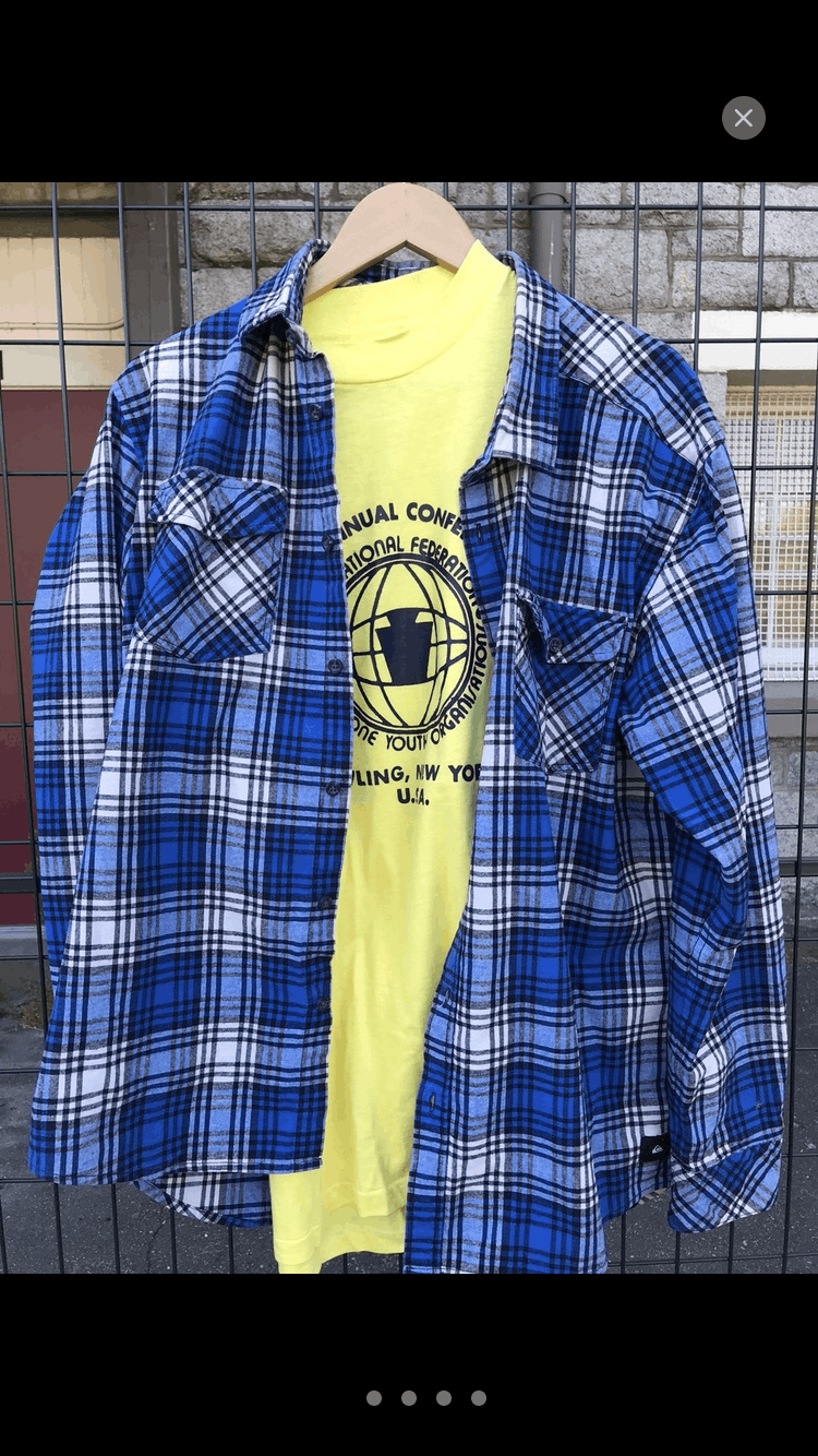 Flannel × Vintage Blue western plaid flannel xl crips west coast la ...