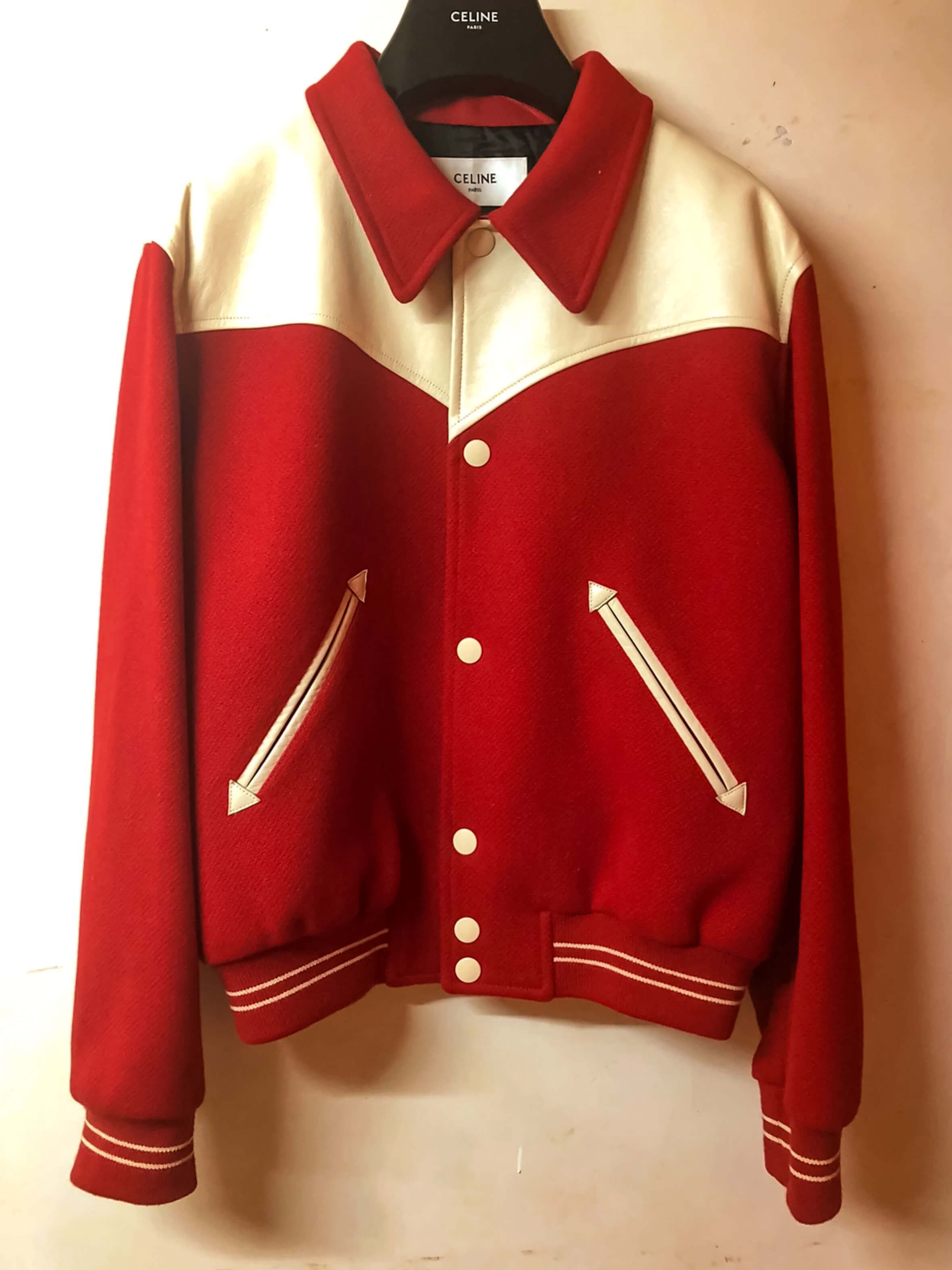 Celine × Hedi Slimane Celine Teddy Jacket Red FW19 | Grailed
