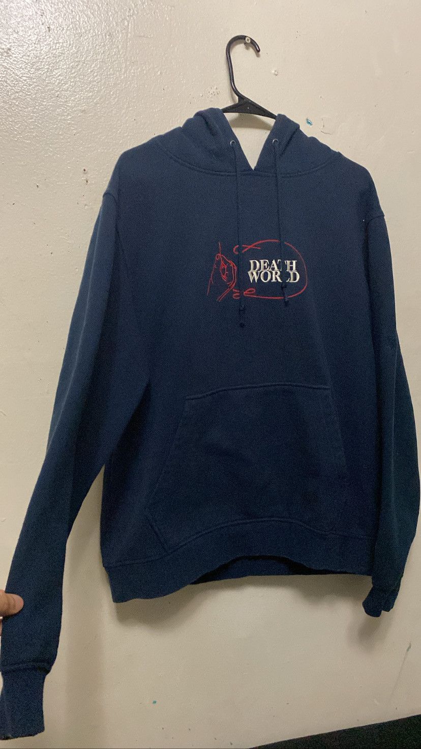 Deathworld DEATHWORLD ⊛ Chain Stitch Hoodie ⊛ NAVY ⊛ Gently Worn | Grailed