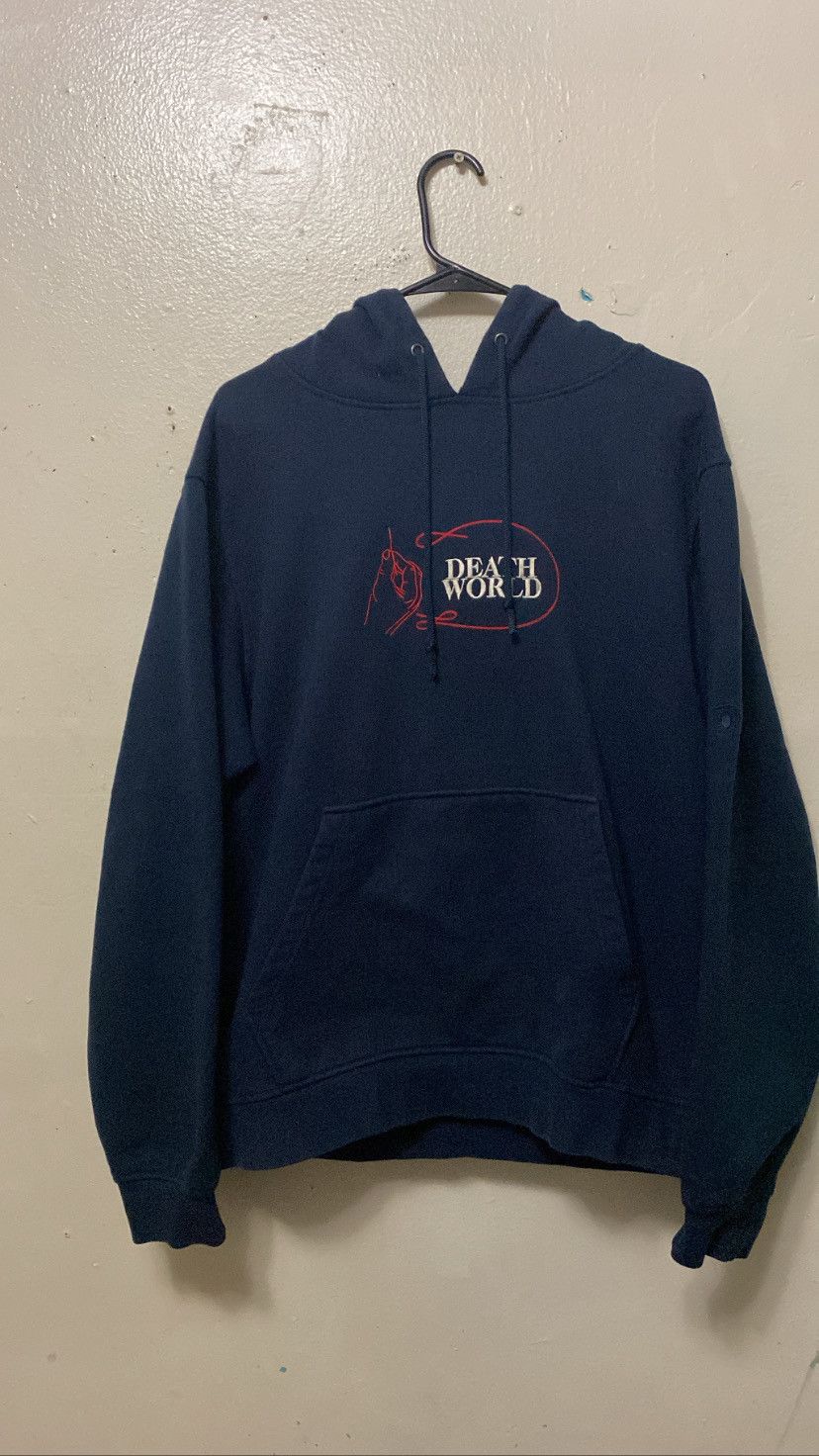 Deathworld DEATHWORLD ⊛ Chain Stitch Hoodie ⊛ NAVY ⊛ Gently Worn | Grailed
