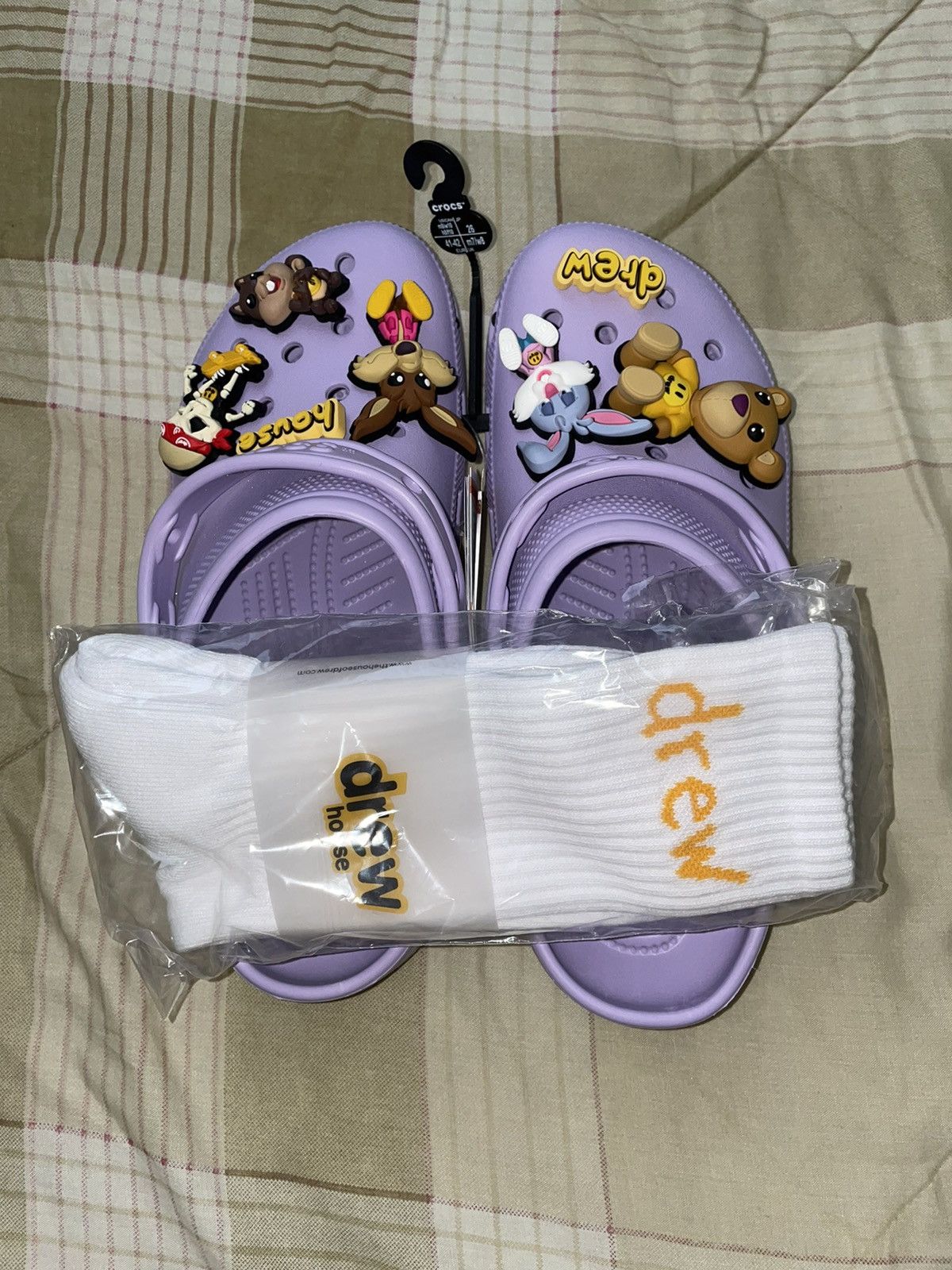 Drew House × Justin Bieber Justin Bieber Drew House Lavender Crocs ...