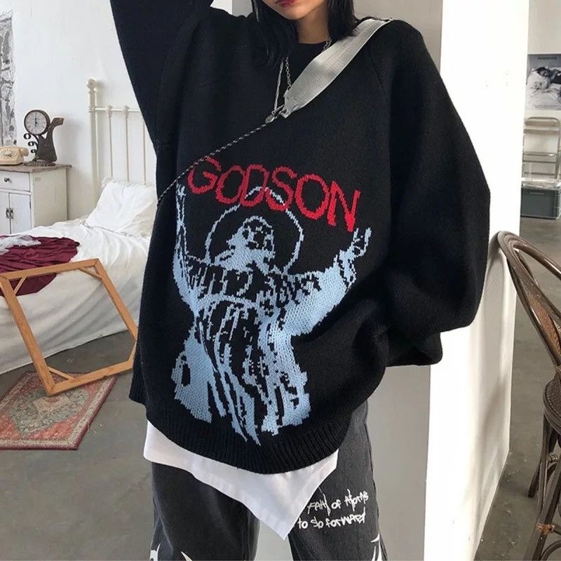 Vintage Brand New Custom “GODSON” Print Streetwear Sweater | Grailed