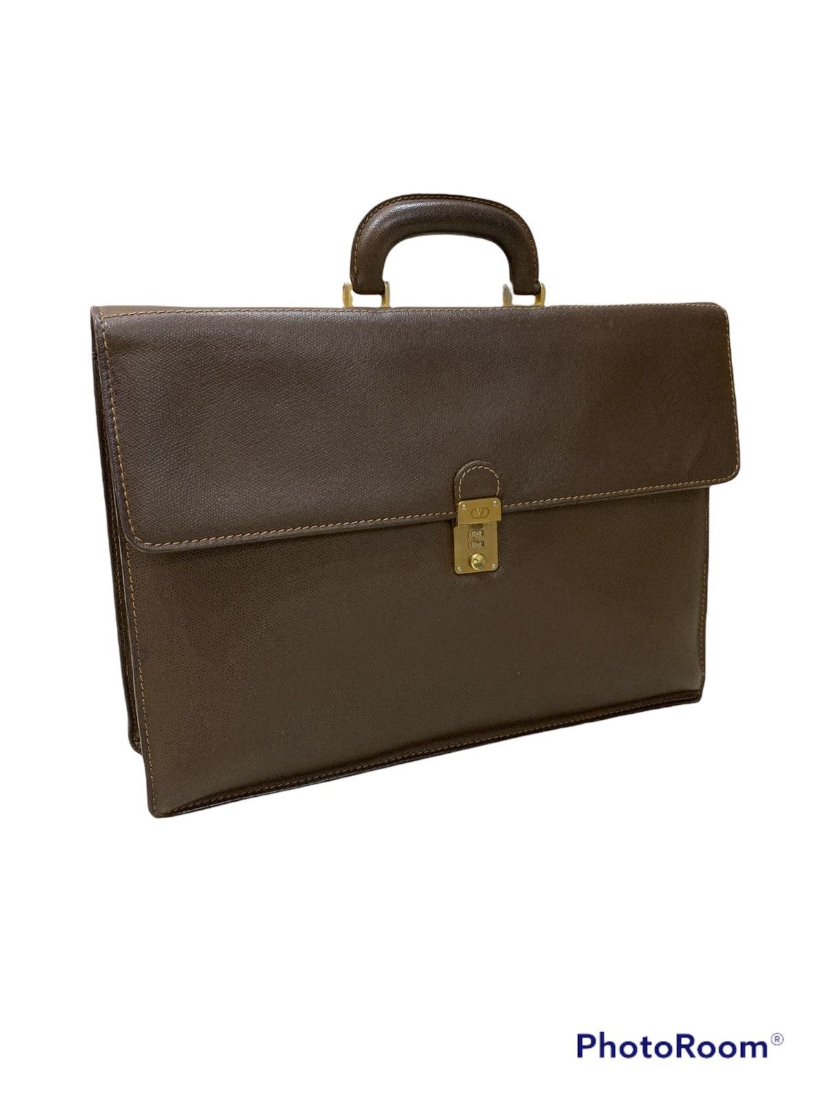 Valentino × Vintage VTG CAVIAR GRAIN LEATHER BRIEFCASE ITALIAN MADE ...