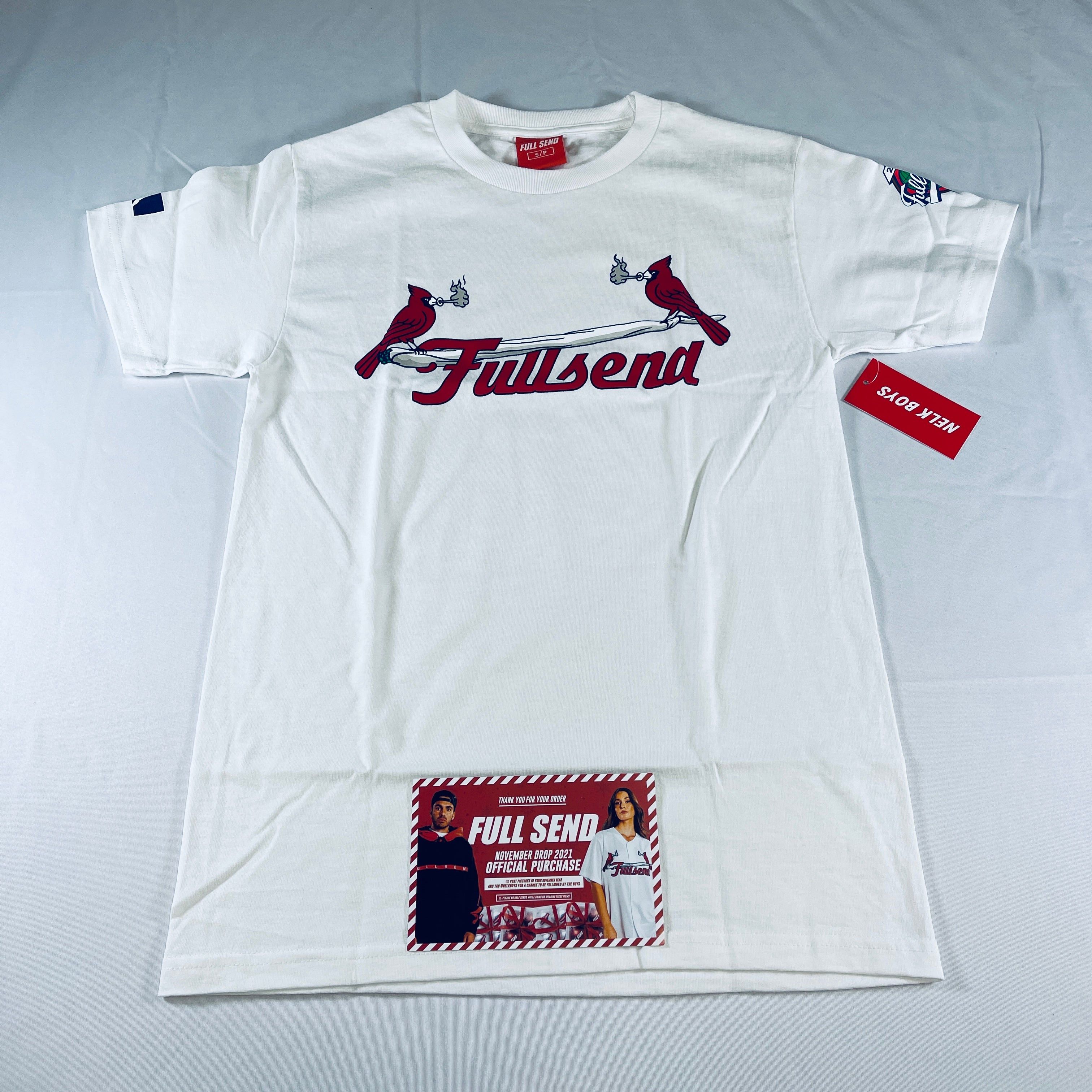 Full Send by Nelk Boys Full Send Smokin’ Birds (Cardinals) Tee (White ...