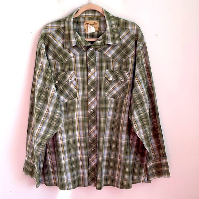 Wrangler Vintage Wrangler Pearl snap western yolk cowboy plaid shirt ...