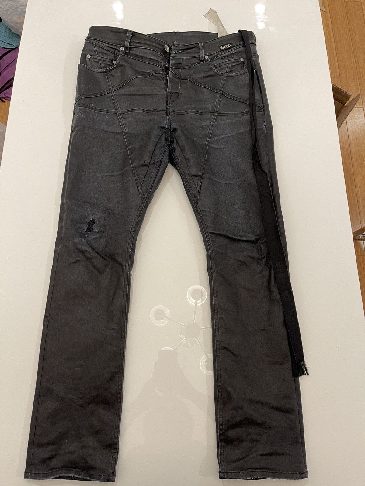 Rick Owens Rick Owens Drkshdw Heaviest Waxed Coated Jeans Detroit Cut ...
