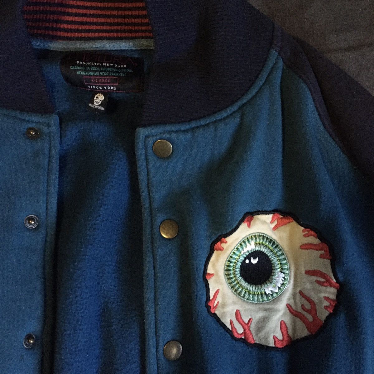 Mishka Mishka keep watch varsity knit jacket | Grailed