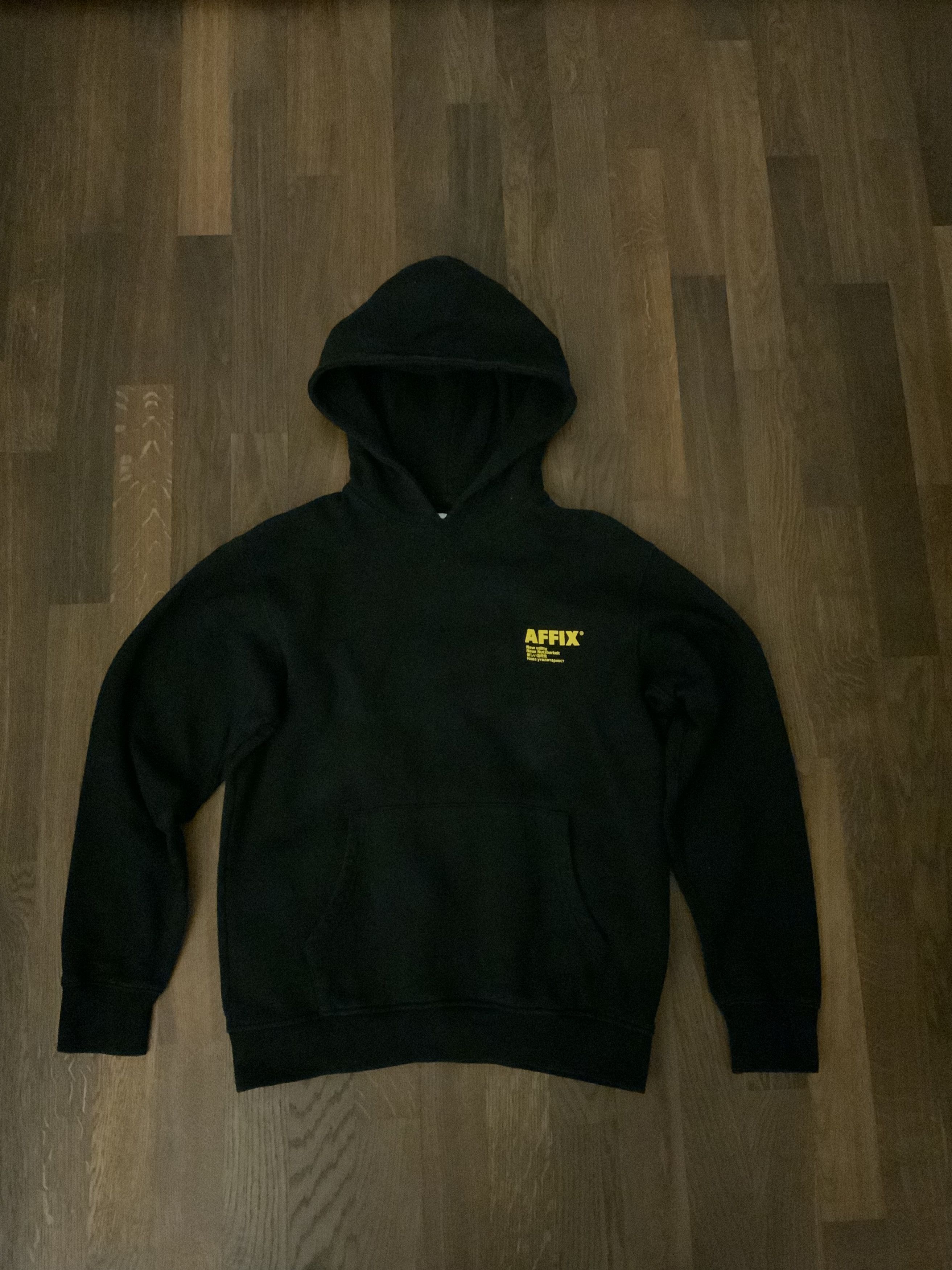 AFFXWRKS × Kiko Kostadinov Basic Kiko Affix Hoodie black yellow | Grailed