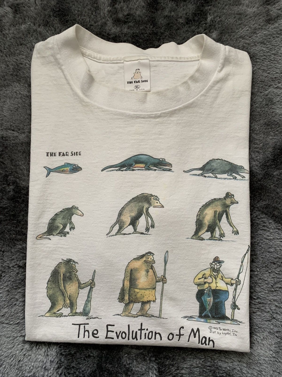 Vintage Vintage 1990’s The Evolution of Man By Gary Larson Art Tee ...