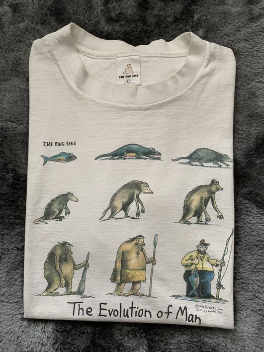 Vintage Vintage 1990’s The Evolution of Man By Gary Larson Art Tee ...