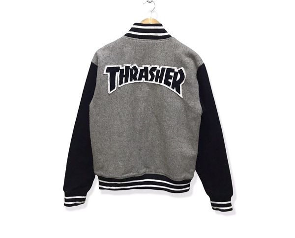 Thrasher Trasher big logo varsity wool jacket camoe inner inside | Grailed