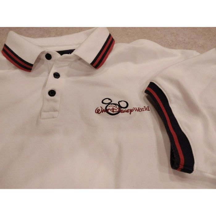 Disney Walt Disney World Mens Polo Shirt L Mickey Mouse White S | Grailed