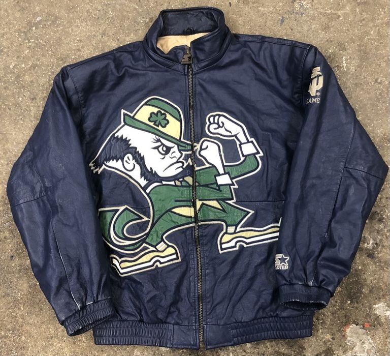 Vintage Vintage Notre Dame Starter 90's Rare Leather Jacket | Grailed