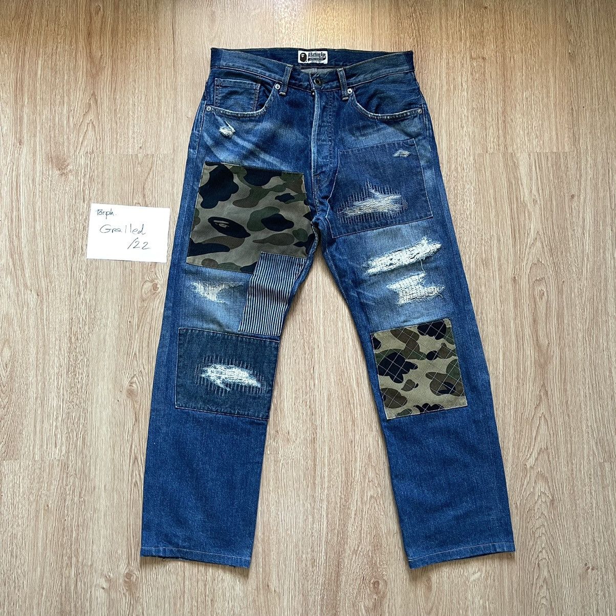 Bape Rare Bape Bapesta Patchwork Denim 1st Camo **Resize** | Grailed