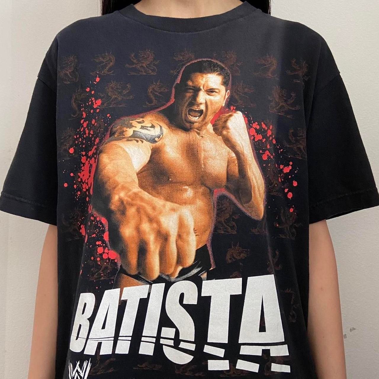 Vintage × Wwe Vintage WWE Batista Graphics Black Tee Shirt | Grailed