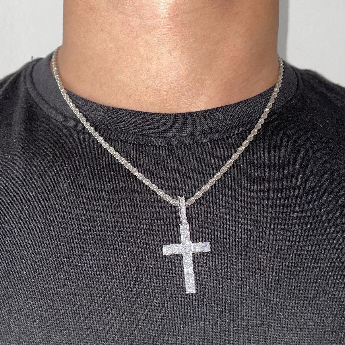 Streetwear Silver color Christian cross rope chain necklace | Grailed