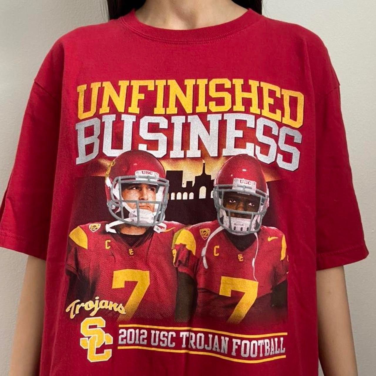 Vintage Vintage USC Trojans Football Graphics Red Tee Shirt | Grailed