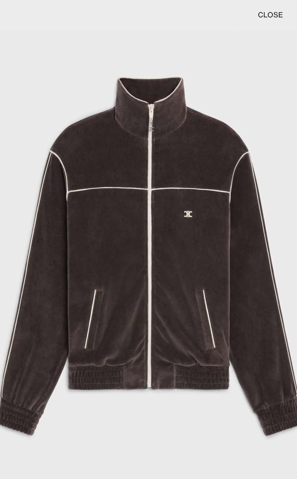Celine Celine FW21 Brown Velour Velvet Track Jacket Triomphe logo | Grailed