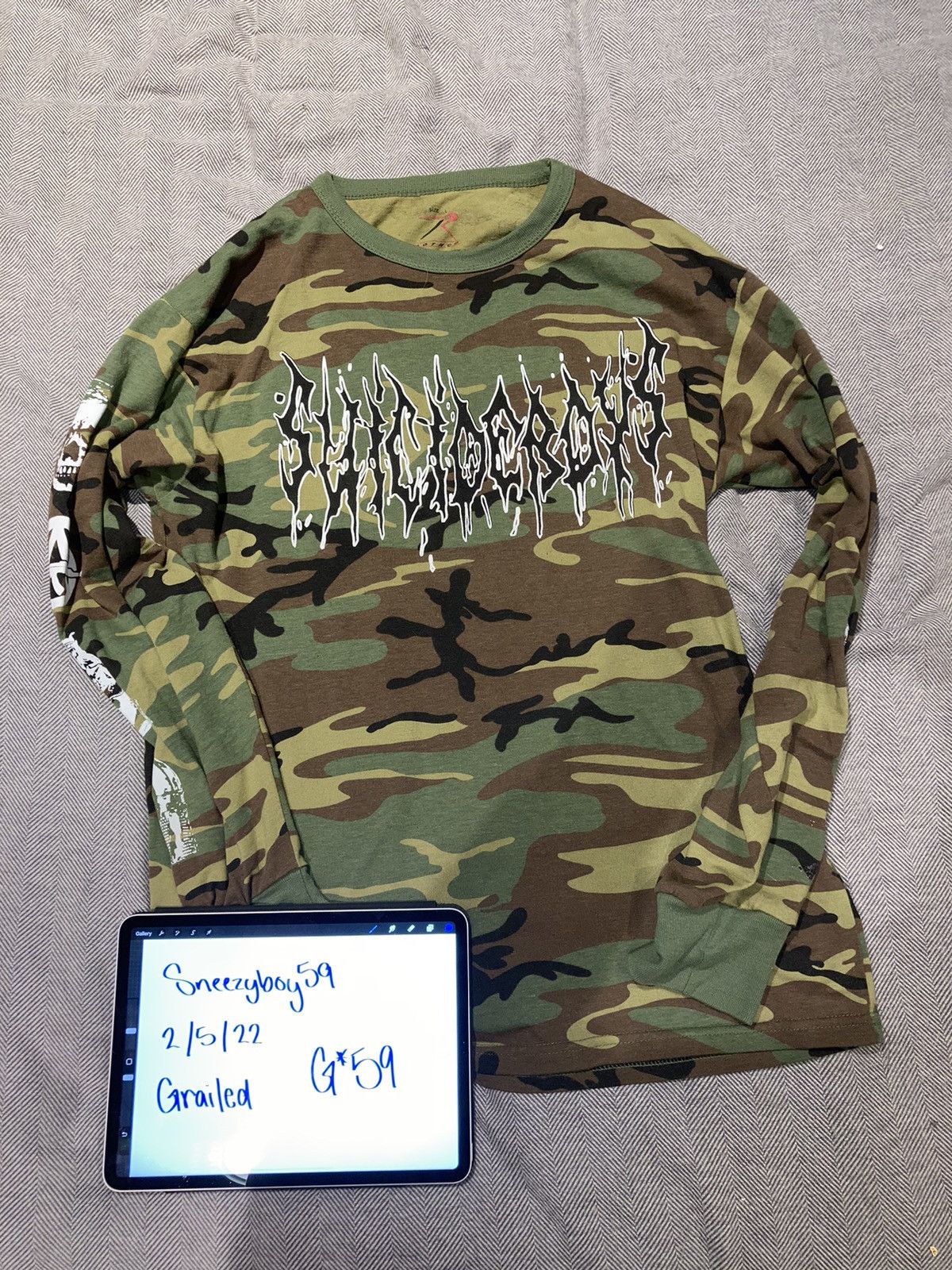 G59 Records Grey Day Tour 2021 $uicideBoy$ Camo Long Sleeve | Grailed
