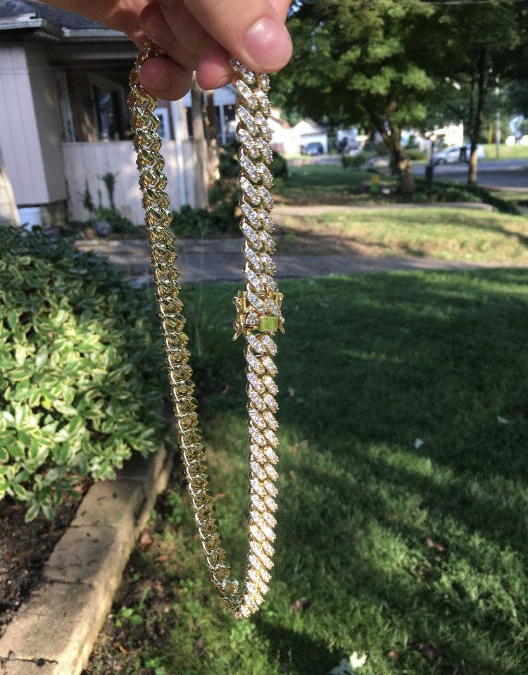 Gold Chain Gold Chain Icy Diamond Miami Cuban 22in 12mm | Grailed