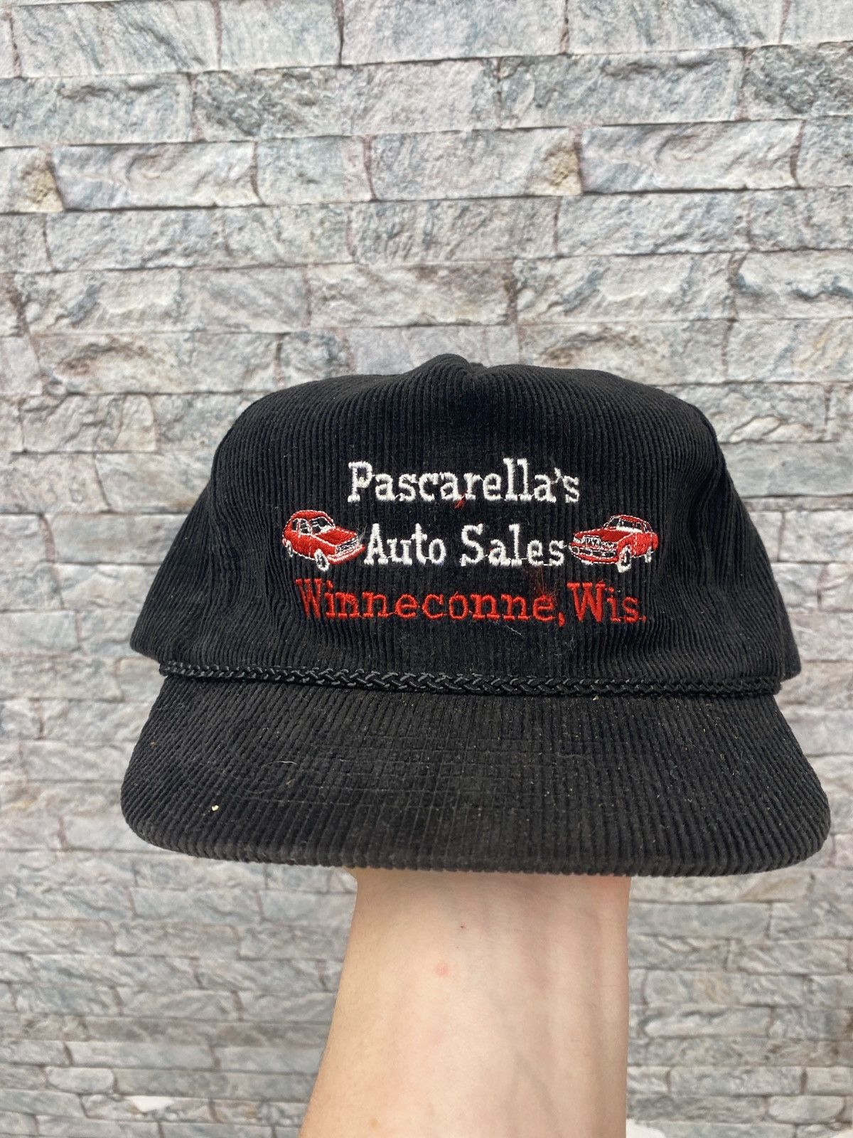 Vintage Vintage corduroy car hot rod hat embroidered WI SnapBack hat ...