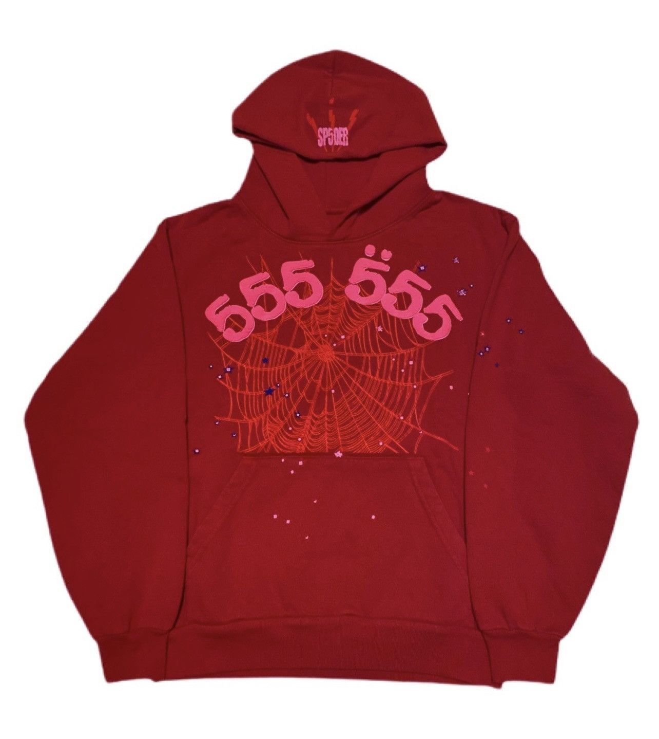 Sp5der Spider Worldwide 555 Angel Hoodie Red (New) M | Grailed