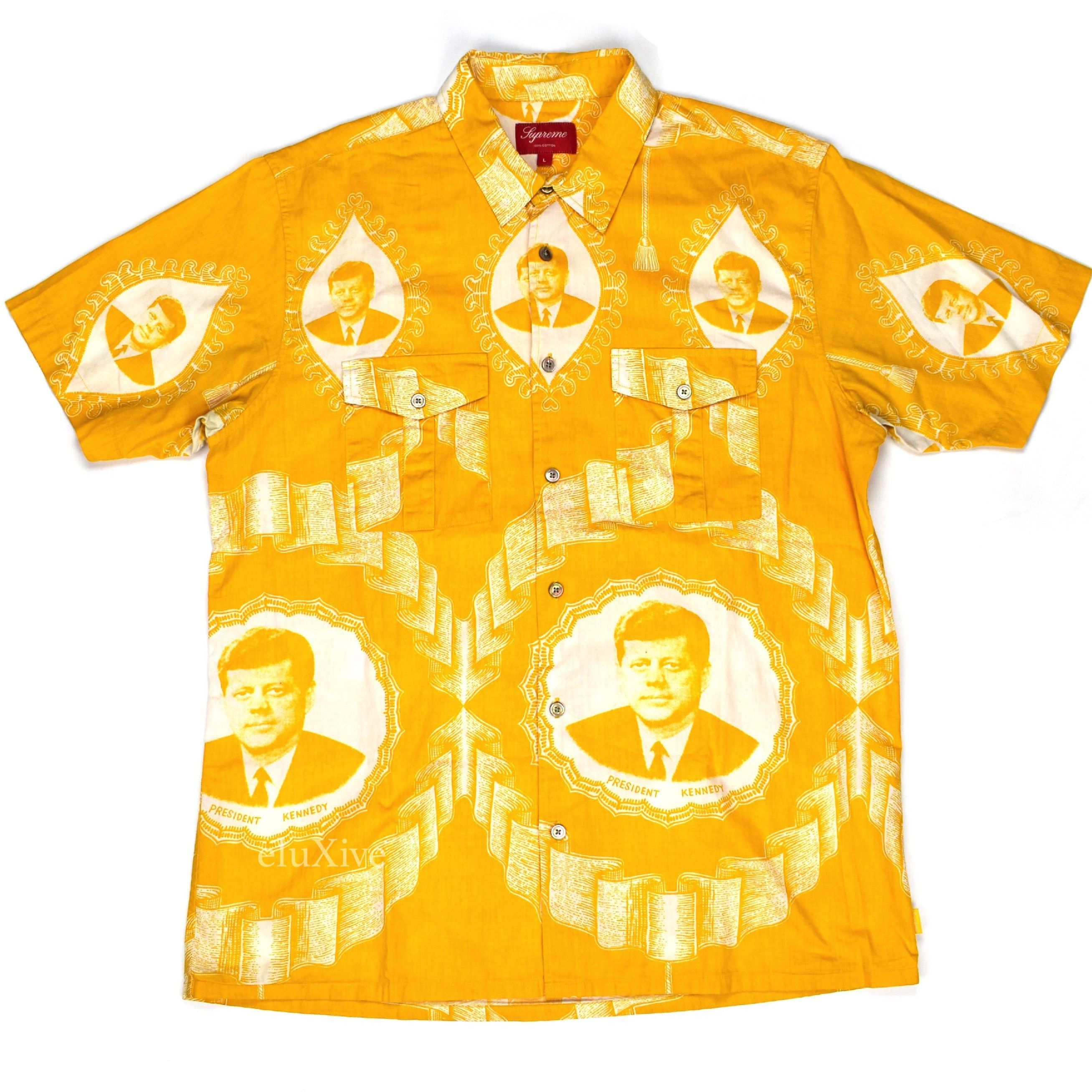 Supreme SS13 JFK Portrait Print Club Shirt Yellow | Grailed