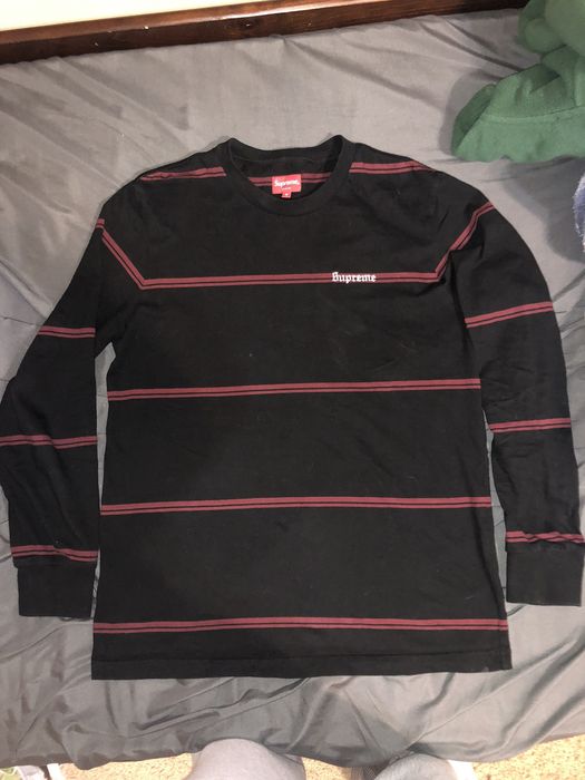 Supreme Supreme Old English Stripe Long Sleeve FW17 Medium | Grailed