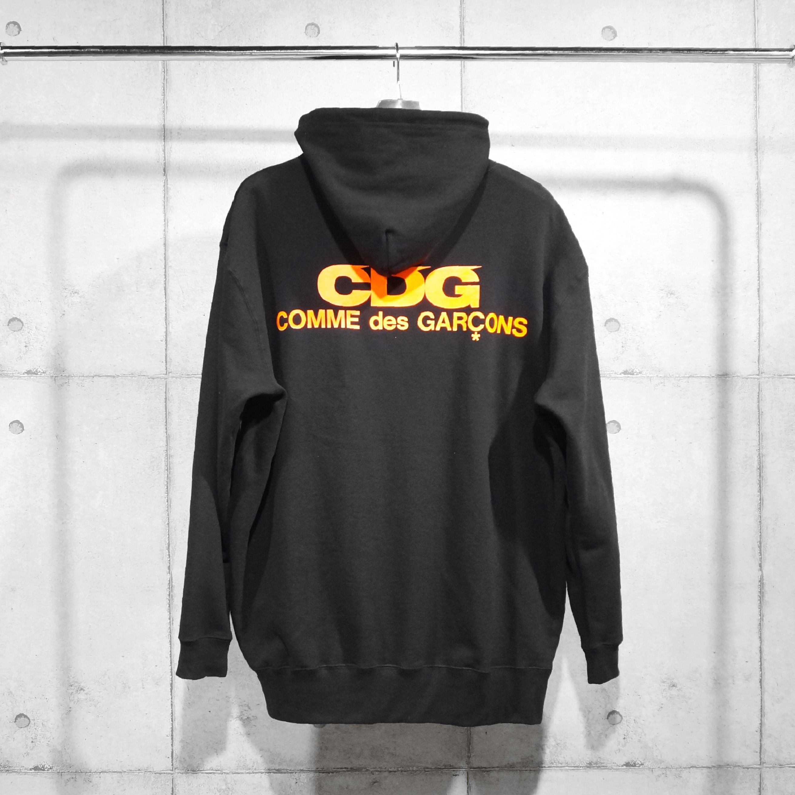 CDG by Comme des Garcons FW19 ORANGE LOGO ZIP UP HOODIE SZ-T020 | Grailed