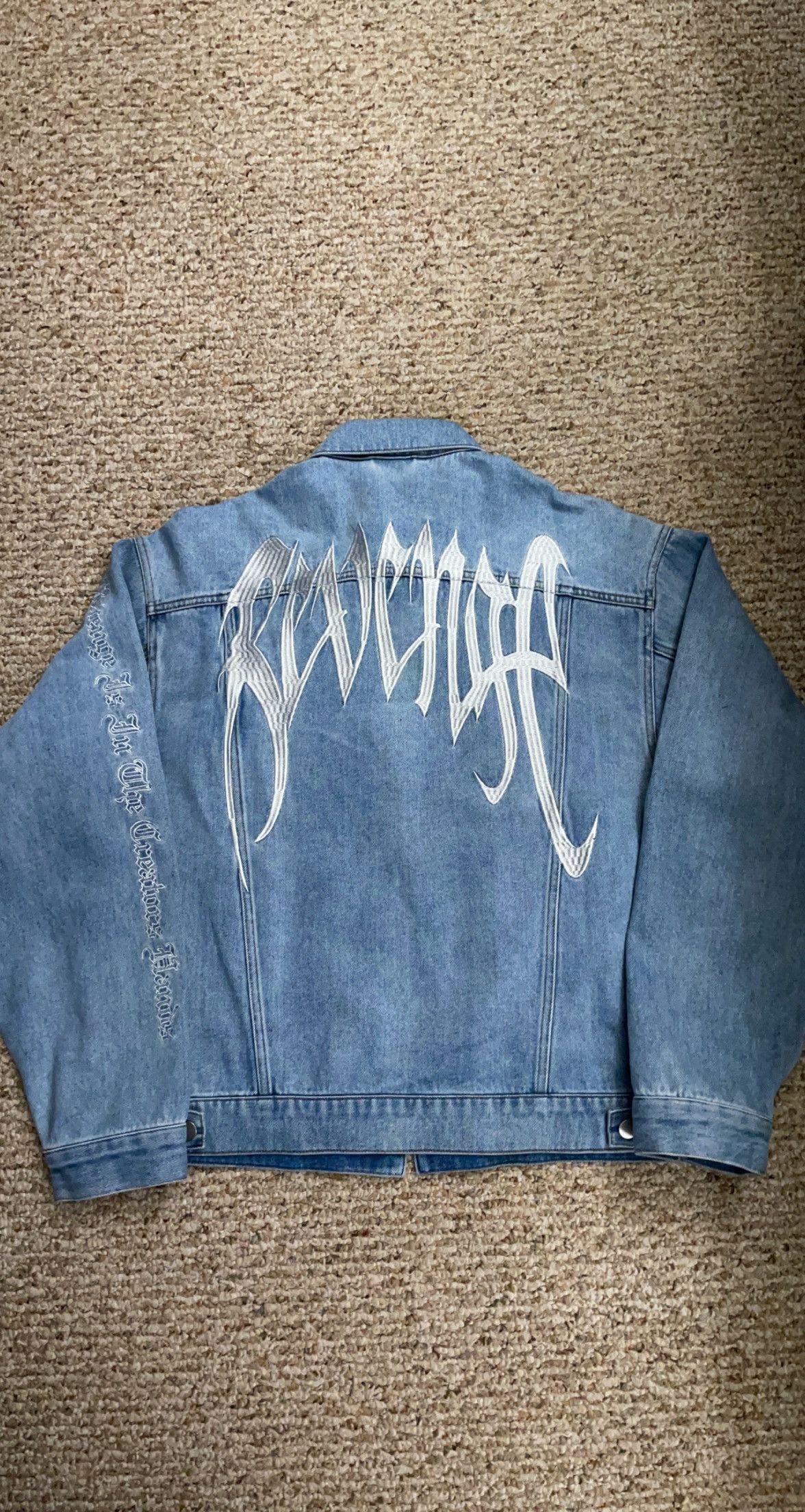 Revenge Revenge Blue Denim Embroidered Jacket | Grailed