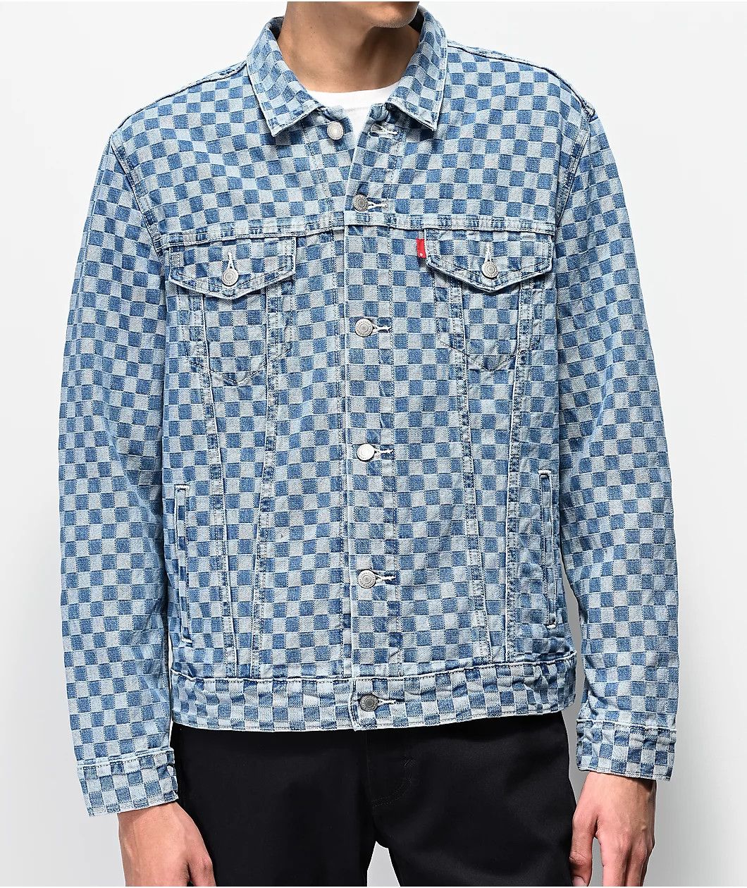 Levi's Levi's Premium Trucker Checkered Denim Jacket | Grailed