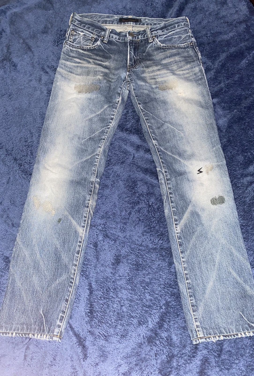 Undercover Undercoverism Jeans w/ Lightning Bolt & Embroidery | Grailed