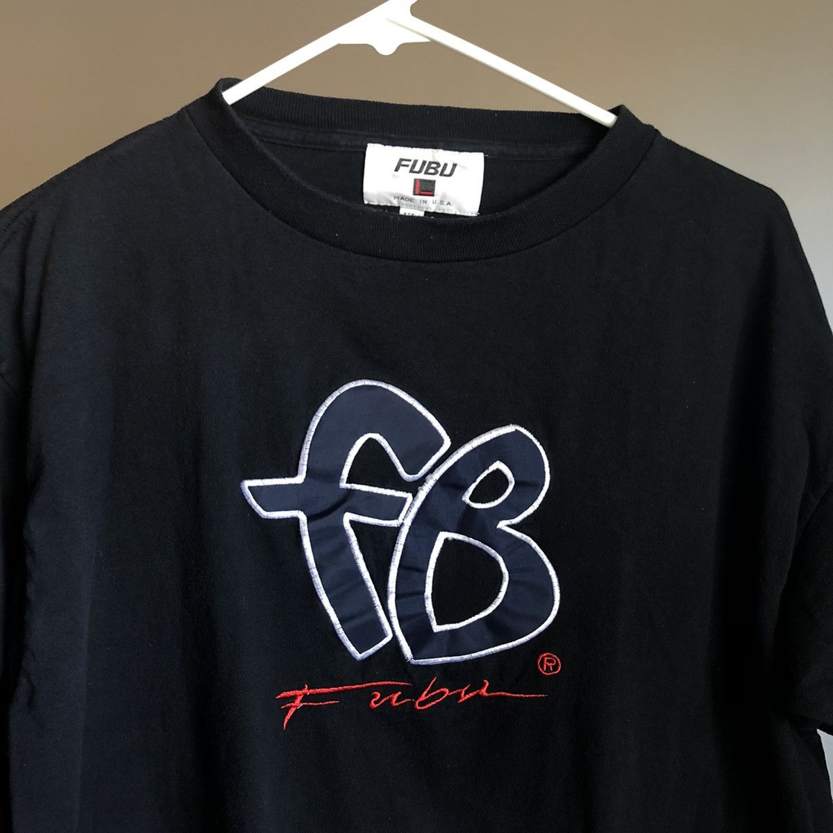 Fubu × Made In Usa × Vintage Vintage 90s Fubu FB Embroidered Logo Tee ...