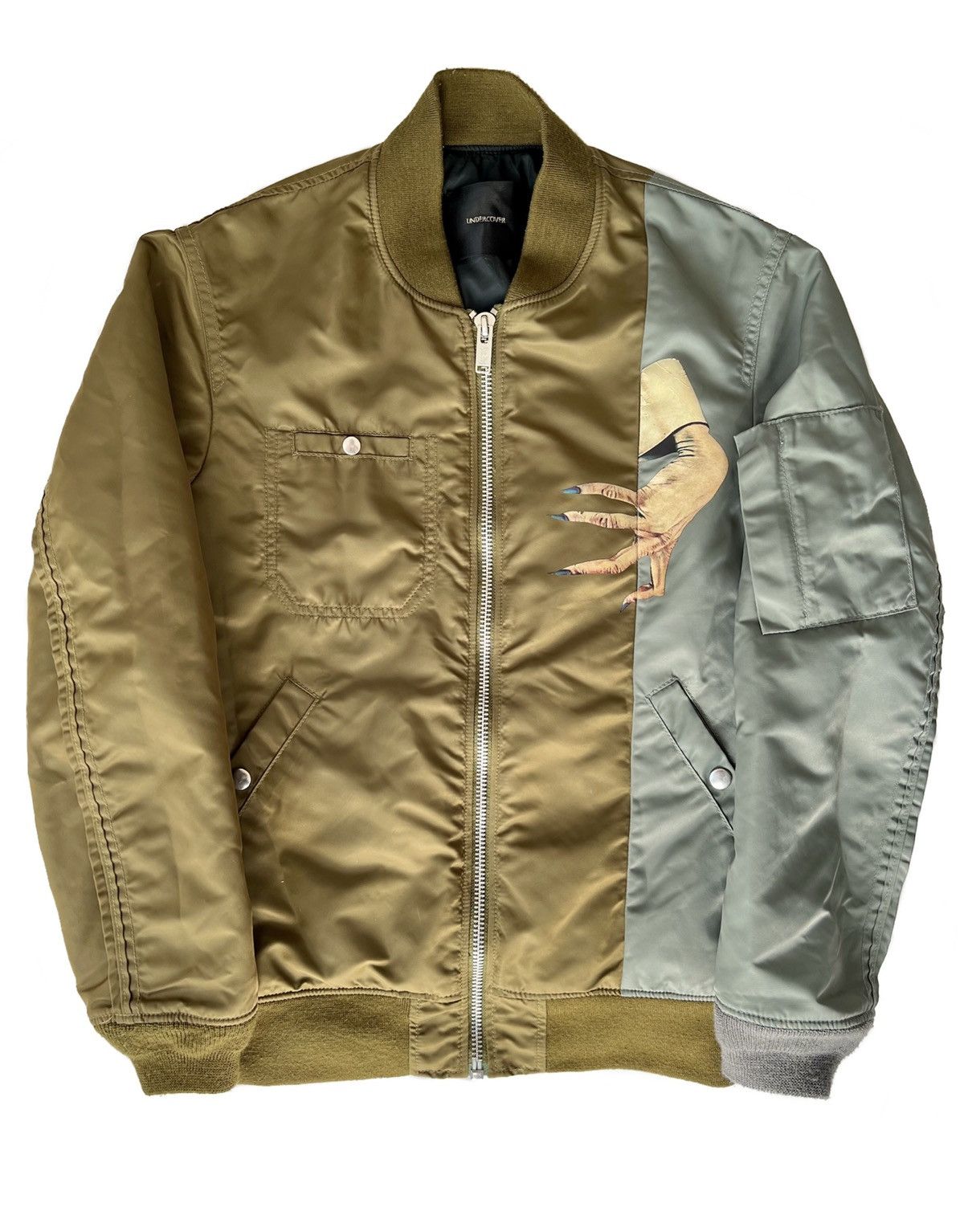 Undercover AW15 D-Hand Olive & Greyish Blue Bomber Jacket | Grailed