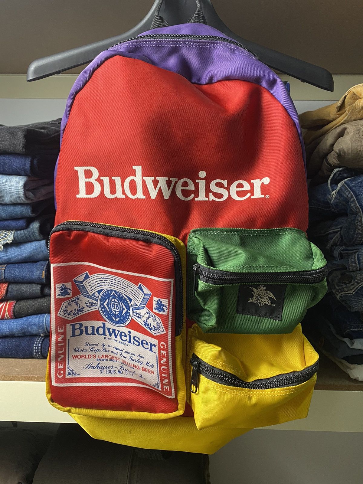Vintage Vintage Budweiser Bag Colour Block RARE multi colour | Grailed