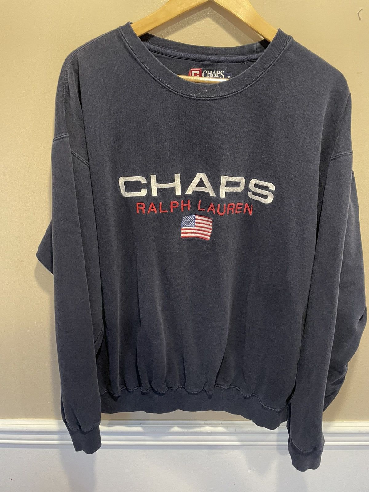 Chaps Chaps ralph lauren flag hoodie blue xl vintage | Grailed