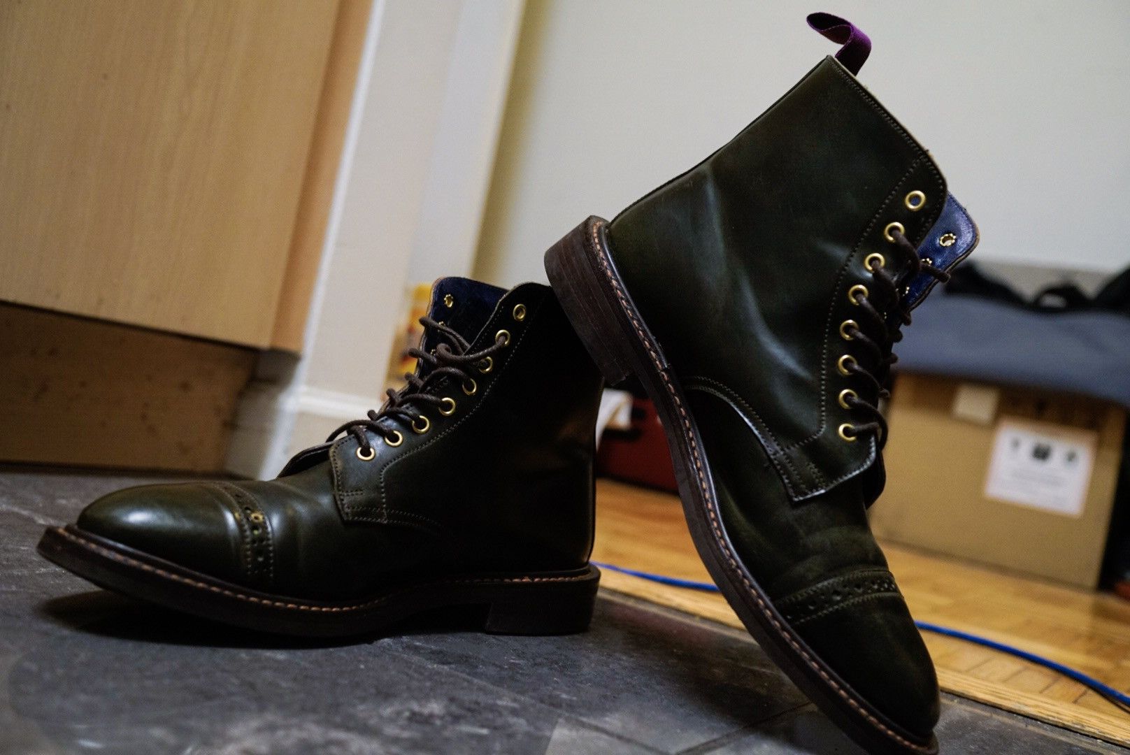Tricker's Cipresso Shell Cordovan Punch Cap Toe Derby Boot 8.5UK | Grailed