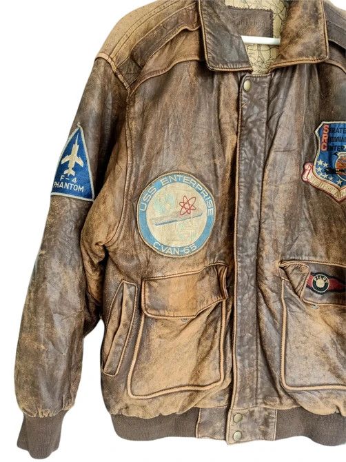 Vintage Historical Maps Leather Flight Jacket Patches Design | Grailed