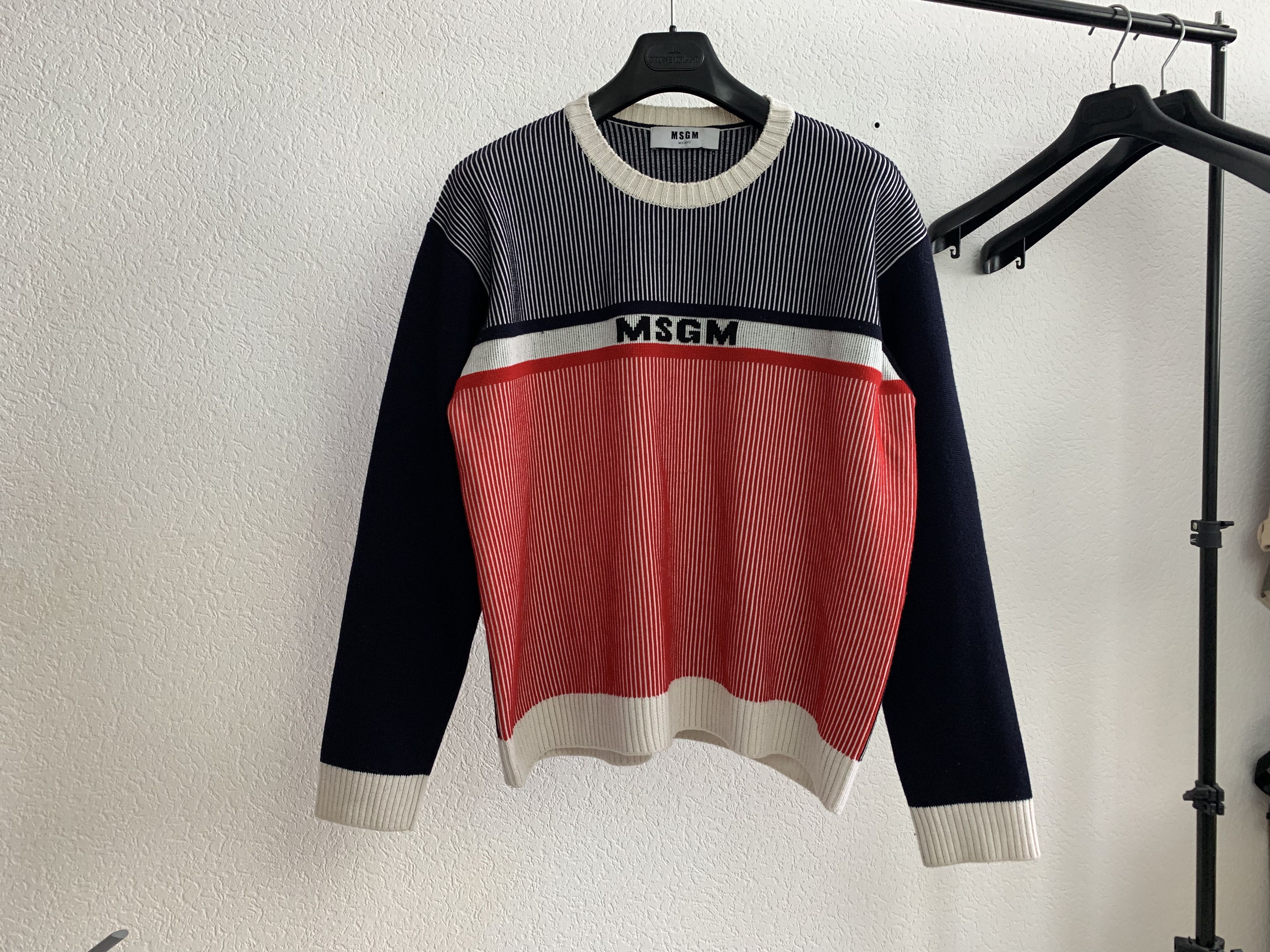 MSGM MSGM Striped Red Blue Logo Sweater | Grailed