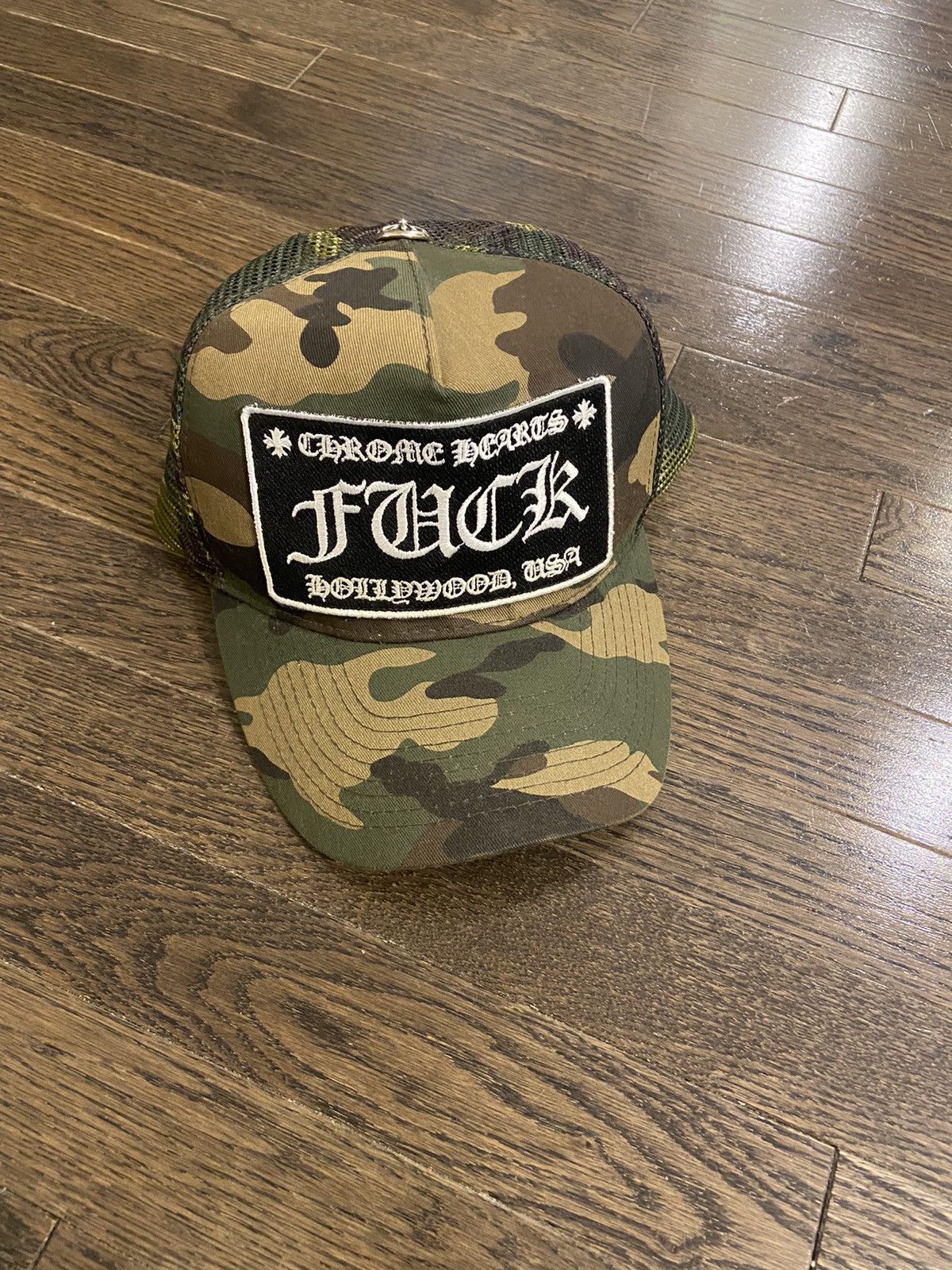 Chrome Hearts NEW Chrome Hearts Camo Trucker Hat Fuck Hollywood ...