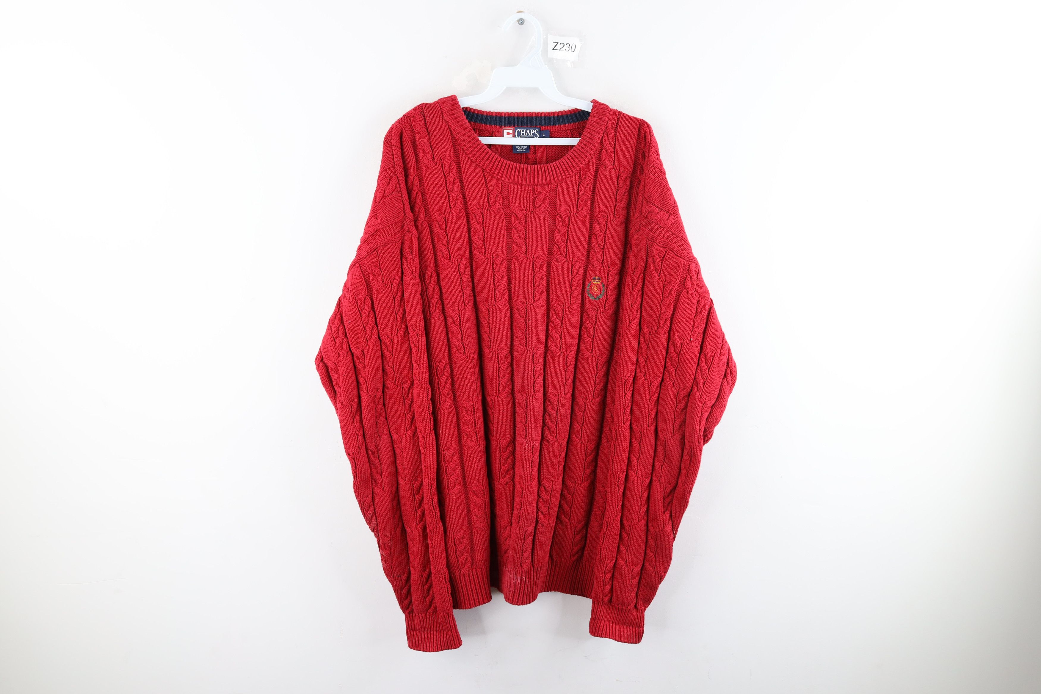 Ralph Lauren Vintage 90s Chaps Ralph Lauren Cable Knit Dad Sweater Red ...