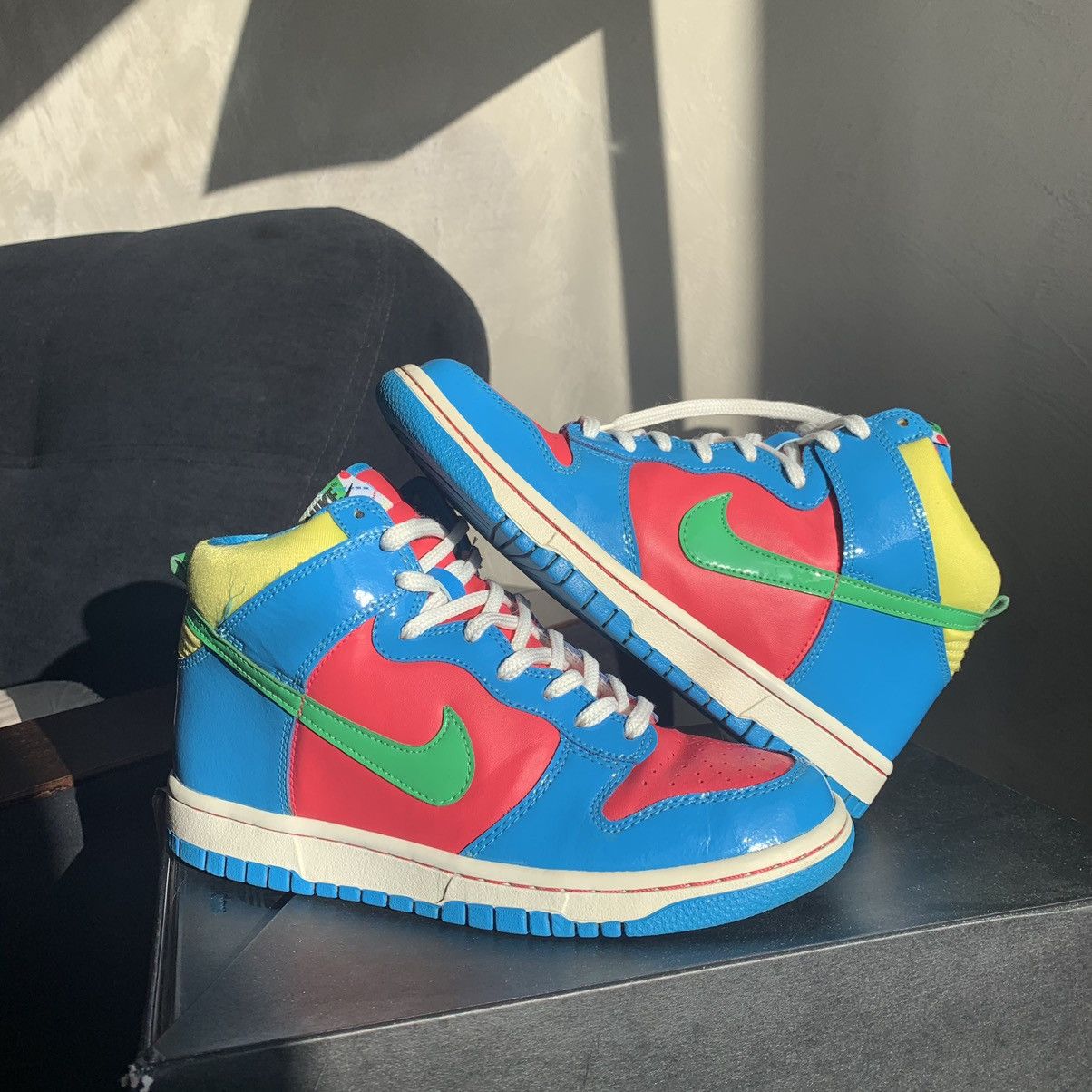 Nike × Vintage Nike Dunk High Pink Blue Yellow green swoosh dunks GS ...