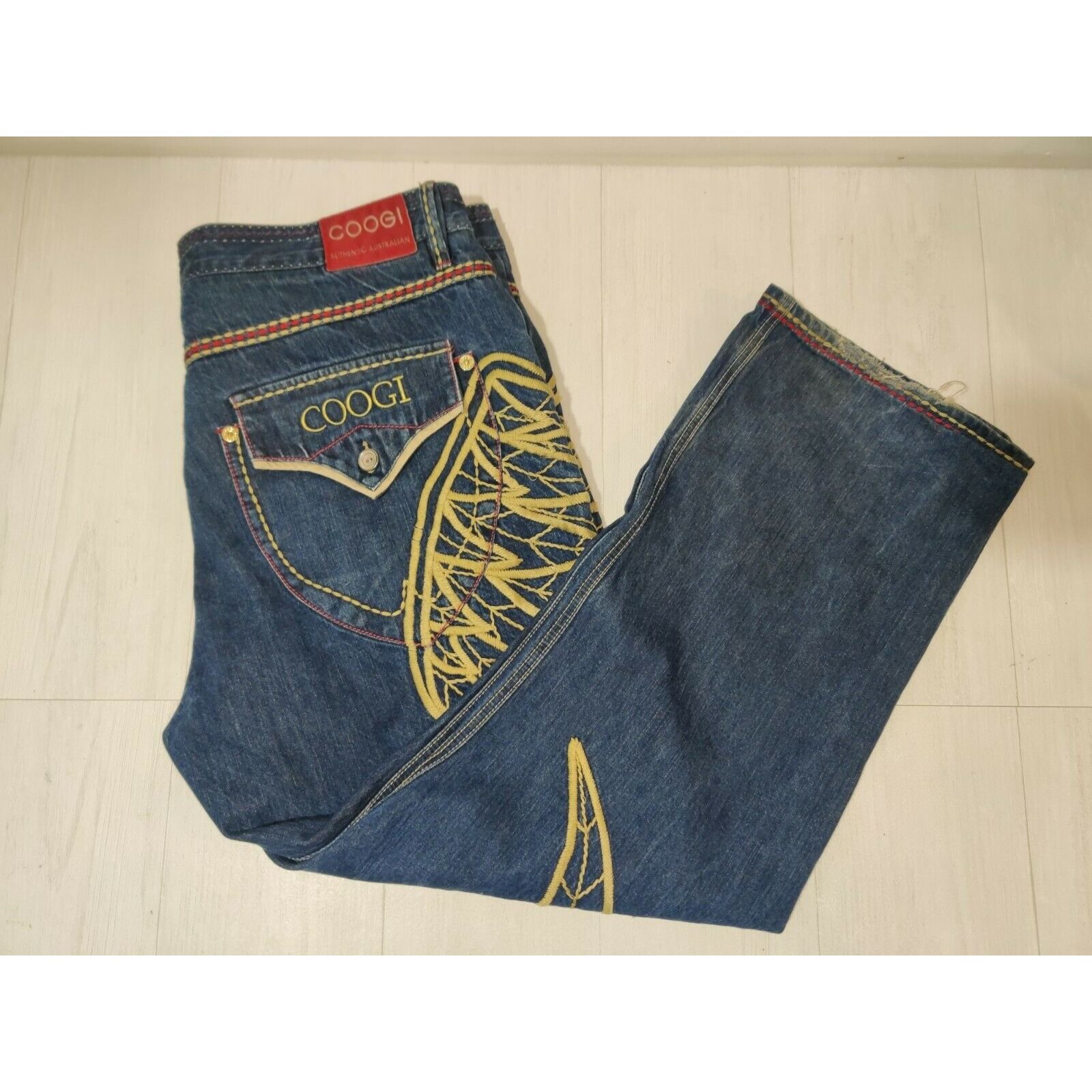 Coogi COOGI Men's 44x35 Denim Embroidered Angel Wings Jeans Dark | Grailed